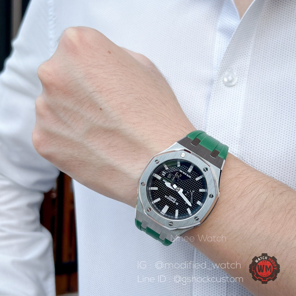 G-Shock Casioak AP Style Custom Hulk Green Rubber Strap Black Waffle ...