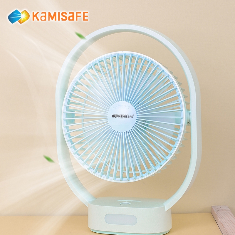 KAMISAFE พัดลมตั้งโต๊ะ 3600mAh มีโคมไฟ LED พกพาง่าย พัดลมแบบชาร์จไฟขนาด ...