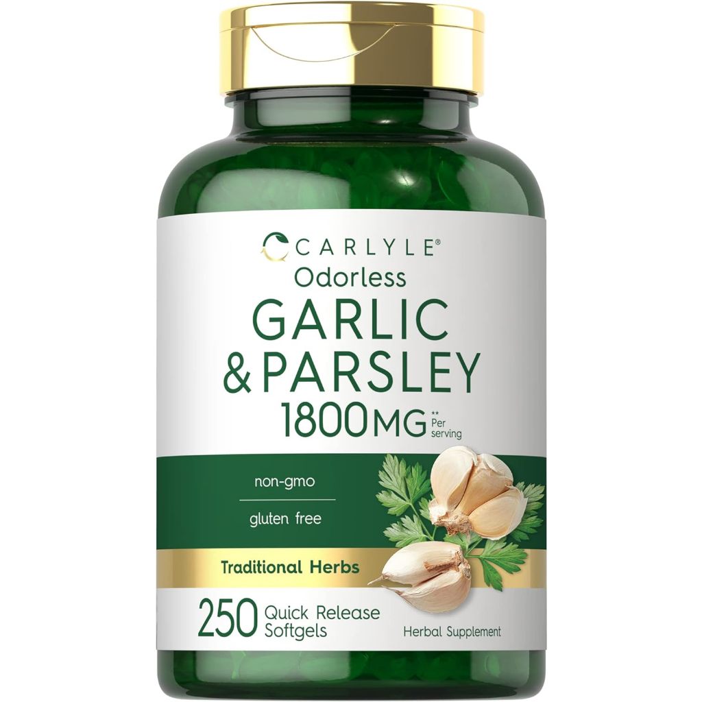 Carlyle Odorless Garlic & Parsley 1800mg | 250 Softgels | Non-GMO ...