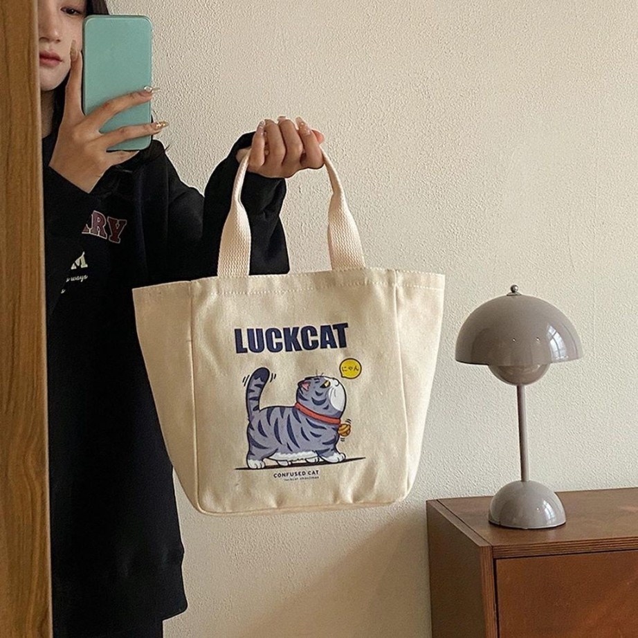 【ลดล้างสต๊อก】miss bag fashion กระเป๋าผ้า สไตล์เกาหลี รุ่น LUCKYCAT | Shopee Thailand