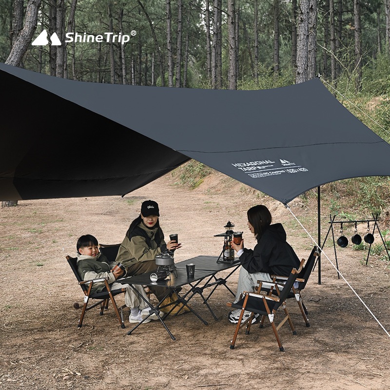 ShineTrip ทาร์ปทรง 6 เหลี่ยม เคลือบไวนิลดำกันร้อน Hexagon Tarp | Shopee ...