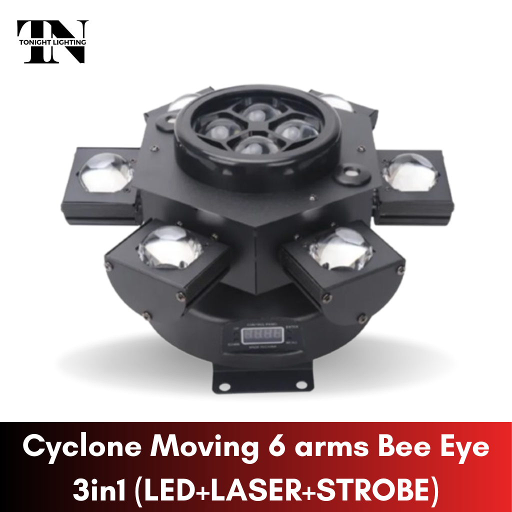 [พร้อมส่ง] ไฟไซโคลน 6 แขน Cyclone Moving 6 arms Bee Eye 3in1 (LED+LASER+STROBE) | Shopee Thailand