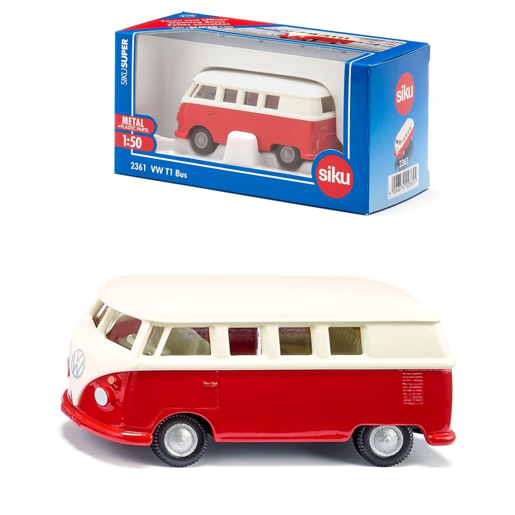 Siku VW T1 Bus White/Red Scale 1:50 Model Car ซิกุโมเดล ชุดเช็ต รหัส ...