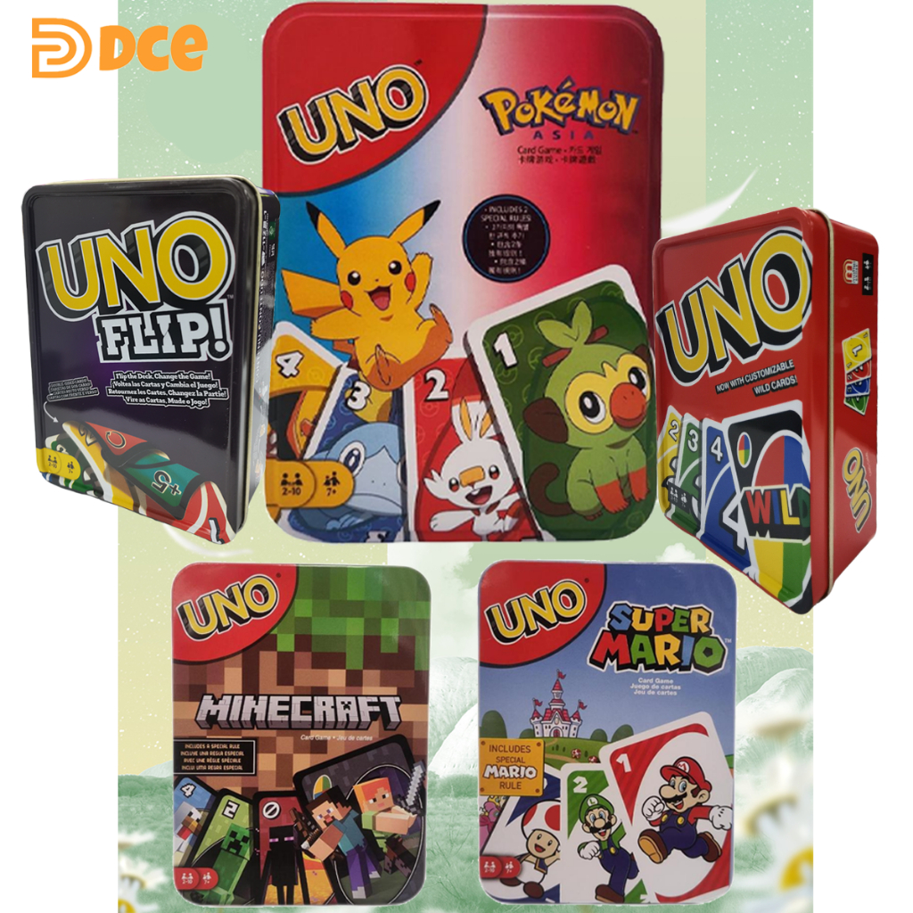 POKEMON UNO ภาษาอังกฤษ การ์ดกล่องดีบุก 2-6 คนการ์ดเกมกระดาน | Shopee ...