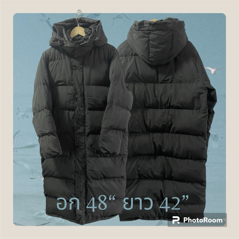 (มือสอง)Long padding jacket สีดำ แบรนด์ Merong shop | Shopee Thailand