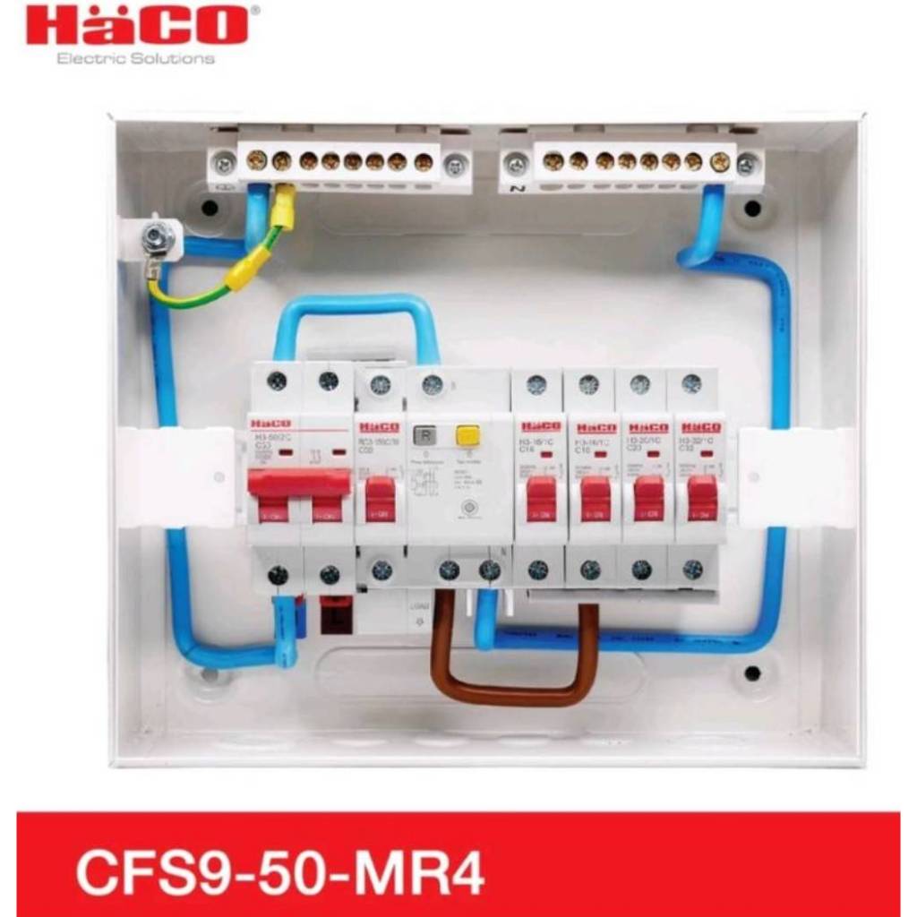 ชุดตู้คอนซูเมอร์ยูนิต HACO-CFS 4,6,8,10 ช่อง เมน 50 แอมป์ พร้อมกันไฟรั่ว/ไฟดูด | Shopee Thailand