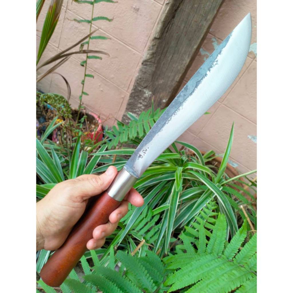 มีดควาญ มีดเหน็บ (E-Nep) มีดเดินป่า มีดแคมป์ มีดใช้งาน 9.6” SUP9 ตีร้อนชุบแข็ง ผิวไฟ ด้ามไม้ ...