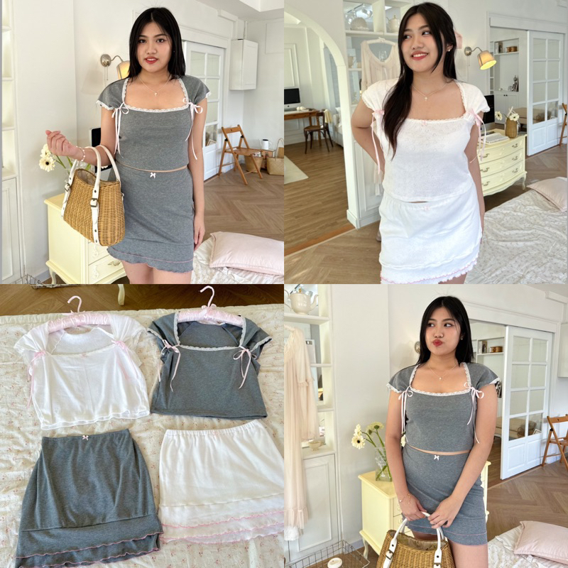 Laurel Set เซทผ้ายืด ผูกโบว์ สาวอวบ (มีแยกชิ้น) - clarine_bkk | Shopee ...