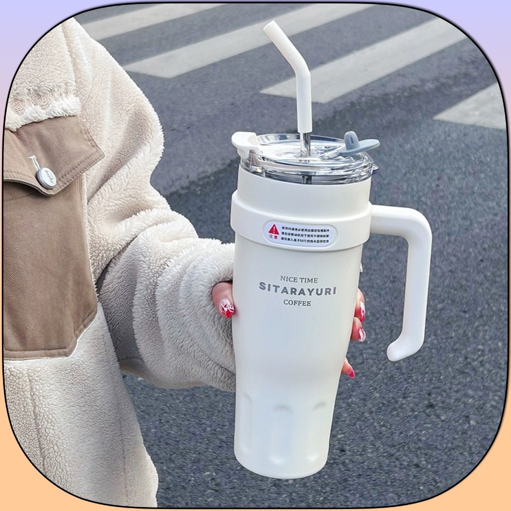 แก้วเก็บอุณหภูมิ SITARAYURI ขนาด 600 900 1200 ML แถมยางรองแก้วและสติกเก ...