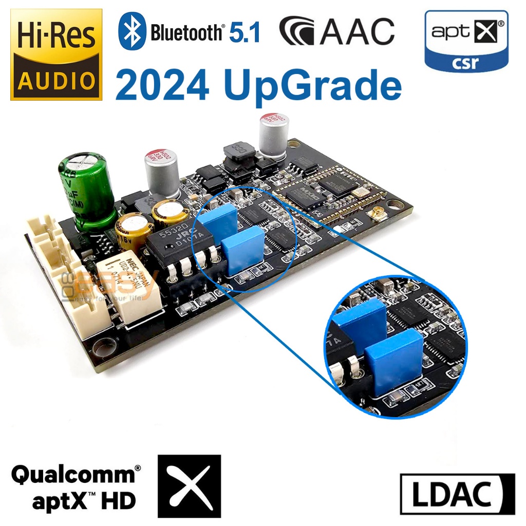 QCC5125 QCC3034 Bluetooth 5.1 รับสัญญาณบลูทูธ LDAC APTX เสียงดีมาก ชิพ ...