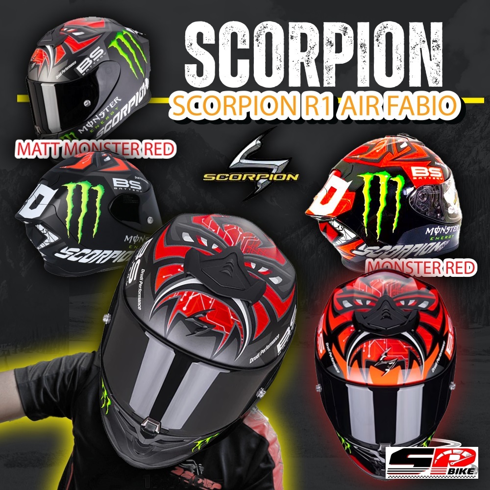 หมวกกันน็อค SCORPION R1 AIR FABIO MONSTER RED ส่งไว | Shopee Thailand