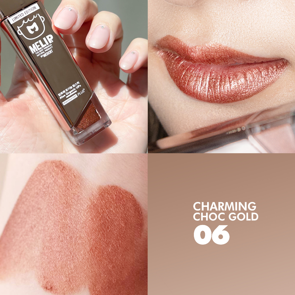 MELIPs (มีลิปส์) Charming Choc Gold Metallic สี 06 ปากเล่นเเสง ลิปเมทัลลิกบำรุงริมฝีปากออร์แกนิก ...