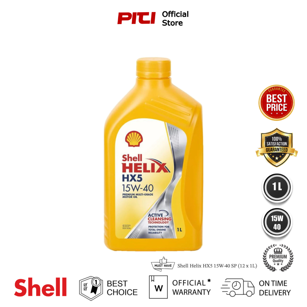 Shell Helix HX5 15W-40 SP (12 x 1L) Premium Multi-Grade Motor Oil ...