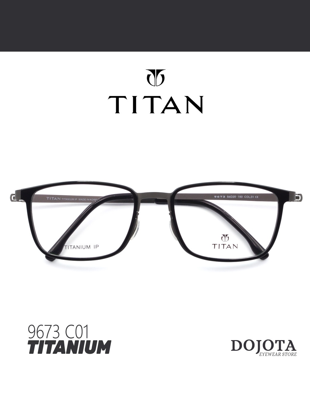 กรอบแว่นตาไทเทเนี่ยม TITAN รุ่น 9673 ทรงเหลี่ยม สำหรับรูปหน้าใหญ่ ...