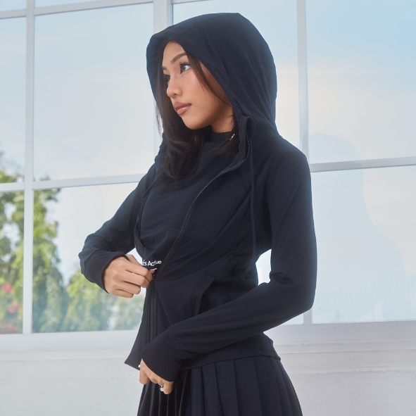 Peaches Active Luxeflex Hooded Sculpting Zipup - เสื้อคลุมออกกำลังกาย แขนยาว มีฮู้ด เข้ารูป ...