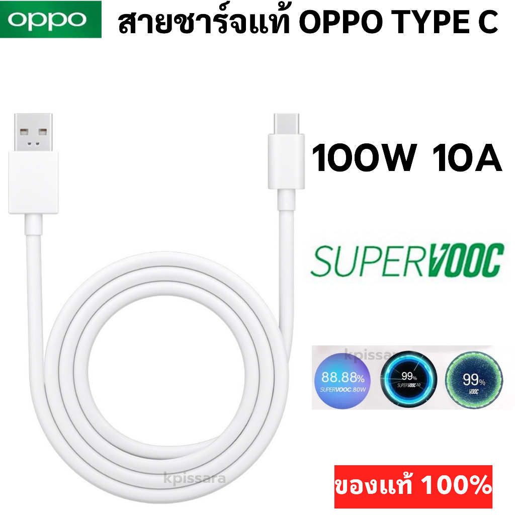 สายชาร์จ OPPO 100W 10A แอมป์ Usb Type C ไฟเต็ม ของแท้ Original รองรับ ...