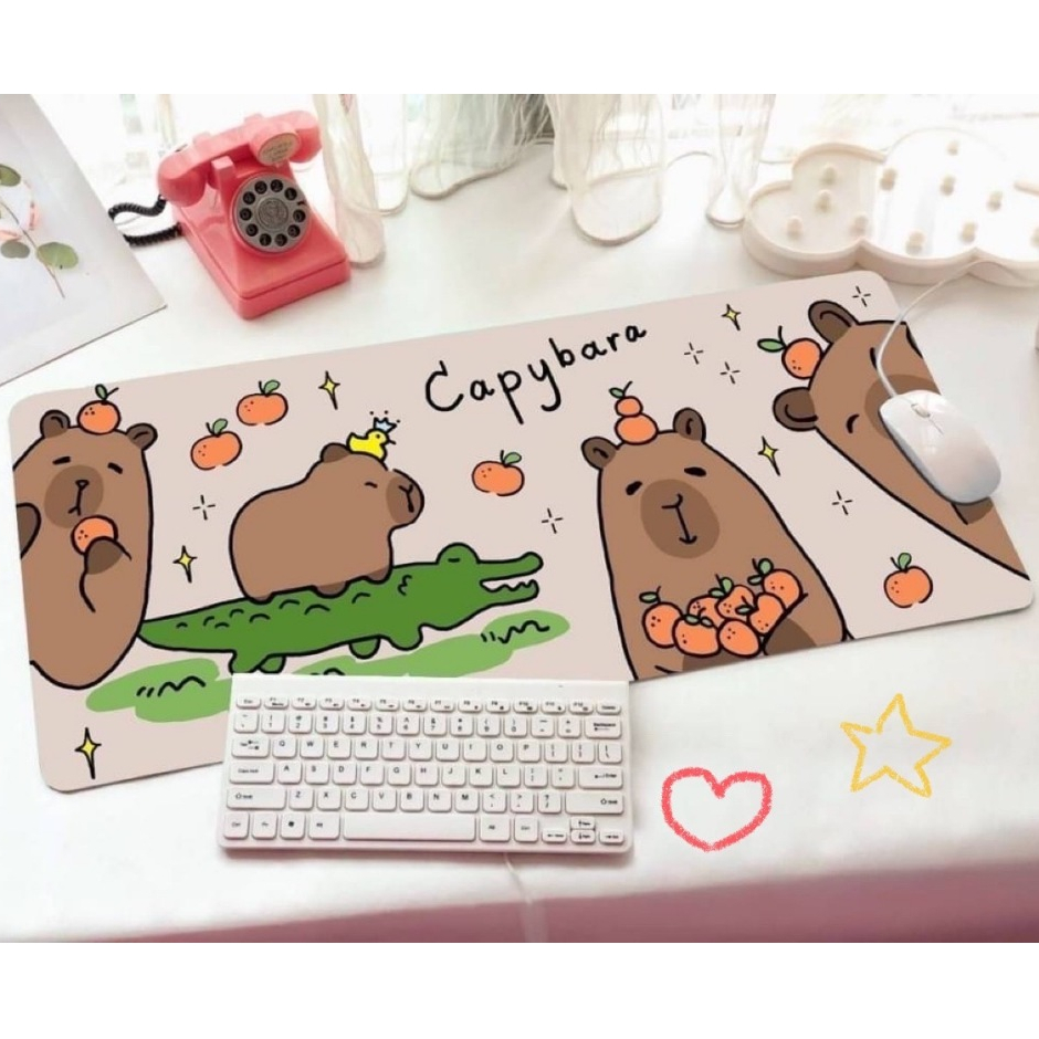 CAPYBARA แผ่นรอง คีย์บอร์ด keyboard ลาย คาปิบารา ขนาด 30 x 70 cm แผ่น ...
