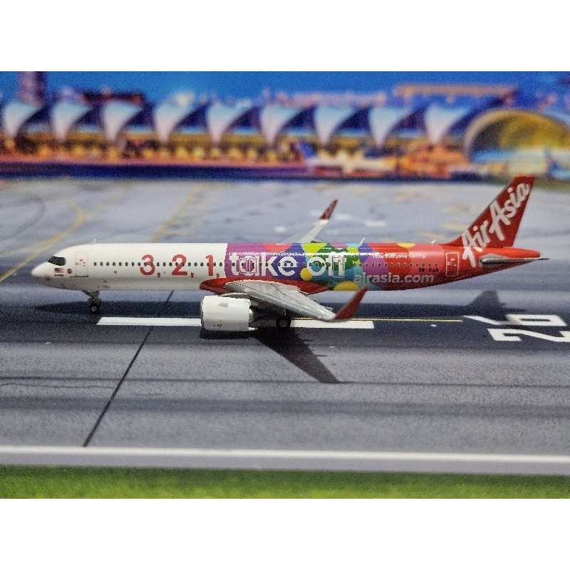 โมเดลเครื่องบิน AirAsia แอร์เอเชีย Airbus A321neo 9M-VAA (3,2,1 take ...