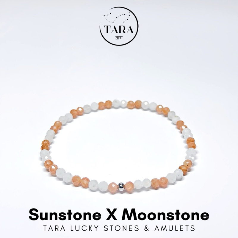 กำไลหินมงคล หินนำโชค หินแท้ 100% - รุ่น “Sunstone x Moonstone” | Shopee ...