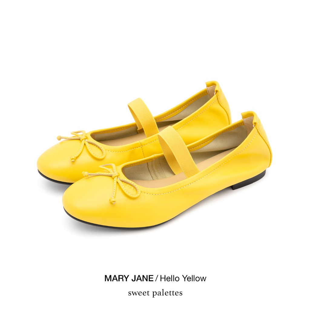 Sweet Palettes รองเท้าหนังแกะ Mary Jane Hello Yellow | Shopee Thailand