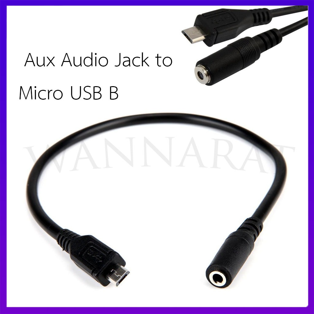 AUX Female 3 Pole Aux Audio Jack to Micro USB B 5 Pin Male Adapter ...