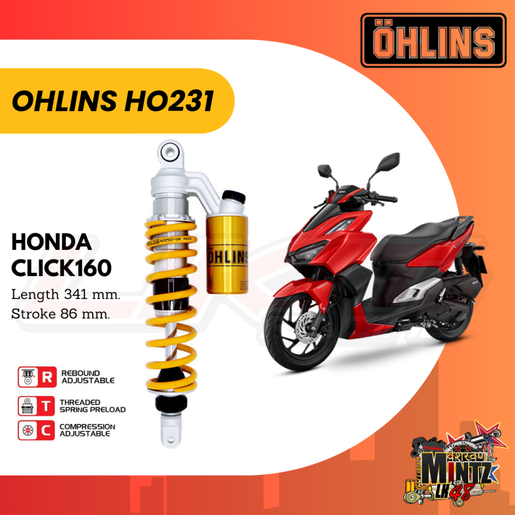 OHLINS HO231 โช๊คหลัง Click160 (รับประกัน 2 ปี) | Shopee Thailand