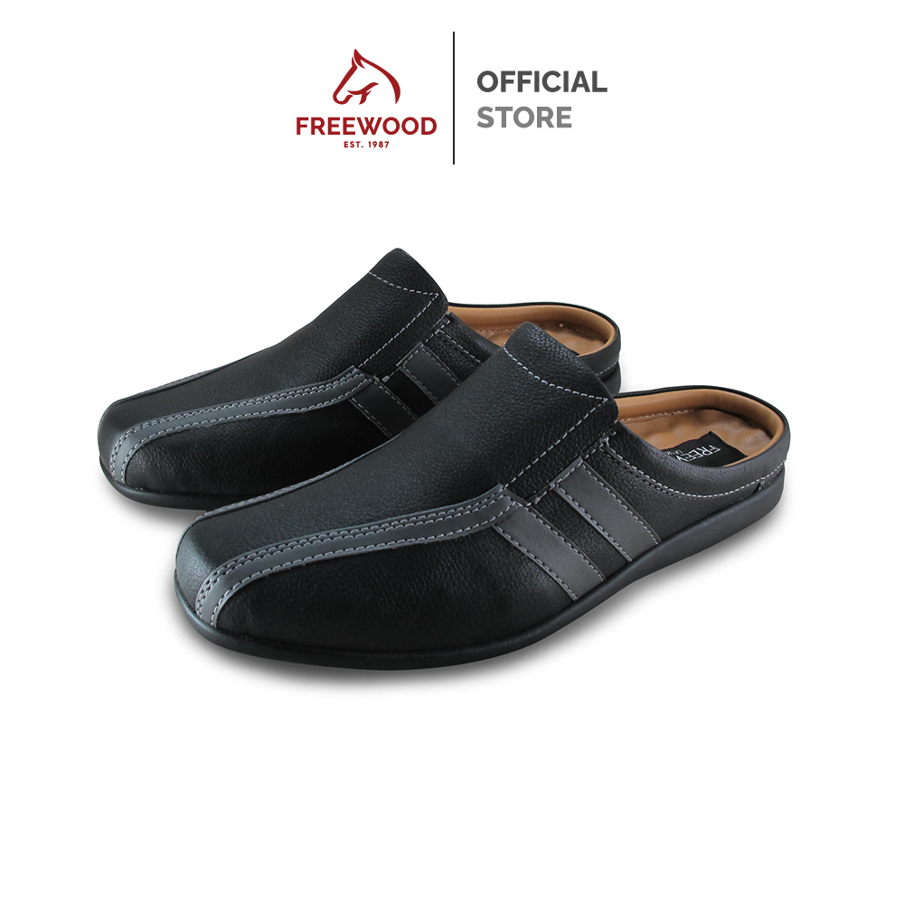 FREEWOOD OPEN HEEL CASUAL SHOES รองเท้าลำลองผู้ชาย หนังแท้ แบบเปิดส้น ...