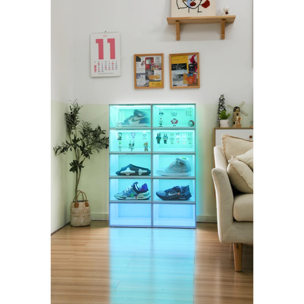 [พร้อมส่งจากกรุงเทพ] FANTAQI Smart LED Shoe Boxes Sneaker Display Case ...