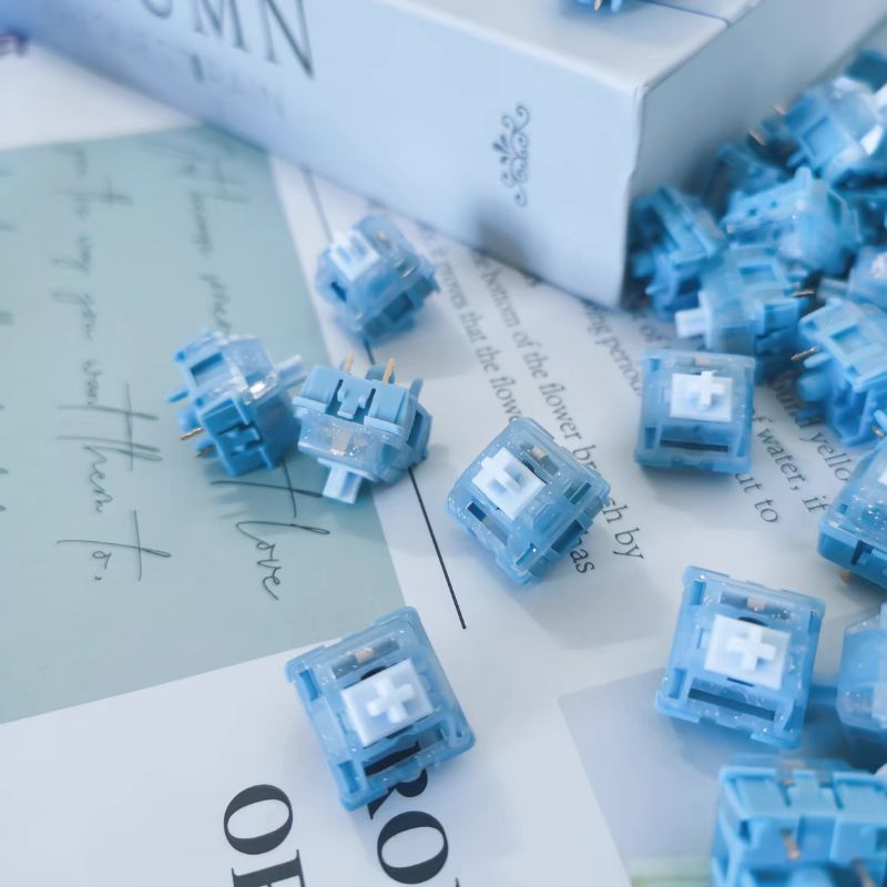 HMX Blue Topaz linear switch (10ชิ้น) สวิตช์คีย์บอร์ด pre lubed 1จังหวะ ...