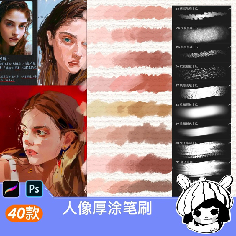 Ps/Procreate บรัชสีน้ำมัน portrait 40 บรัช (a123) | Shopee Thailand