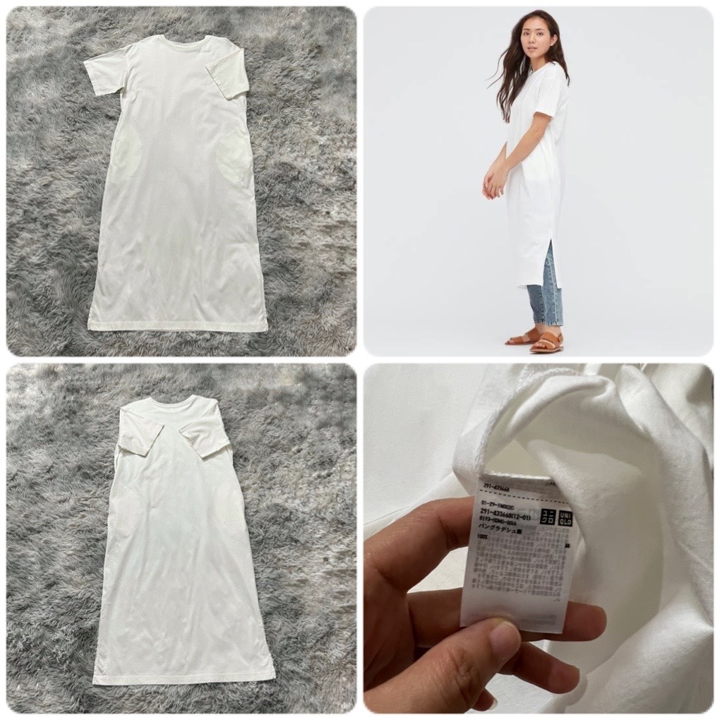 ยู นิ โคล่ เดรสยาว Mercerize Cotton Long T Dress มือสองงานแบรนด์ ...