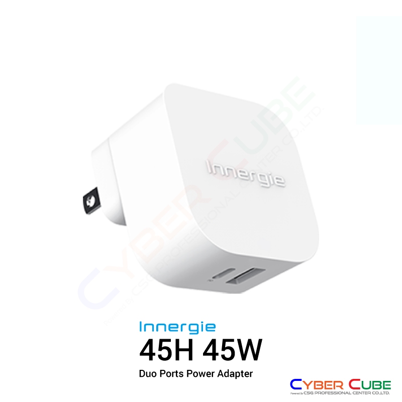 Innergie 45H USB-C Power Adapter 45W (White) Duo Ports (USB-C / USB-A ...