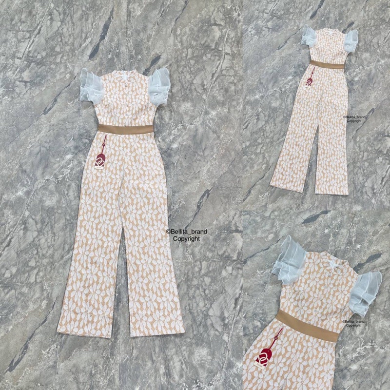 MYT x BELLITA BRAND : [BT11] : จั๊มสูทกางเกงขายาวผ้าลายดอกไม้สีขาว | Shopee Thailand