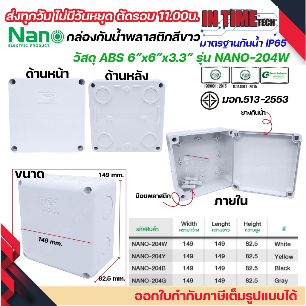 NANO กล่องพักสาย บล็อคพักสาย Box กันน้ำ สีขาว 2x4 / 4x4 / 6x6 / 5x10 / 8x6 / 8x8 / 8x12 / 3.5x2 ...
