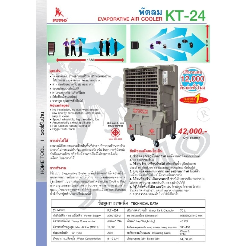 พัดลม รุ่น KT-24 SUMOEvaporative air cooler KT-24 SUMO | Shopee Thailand