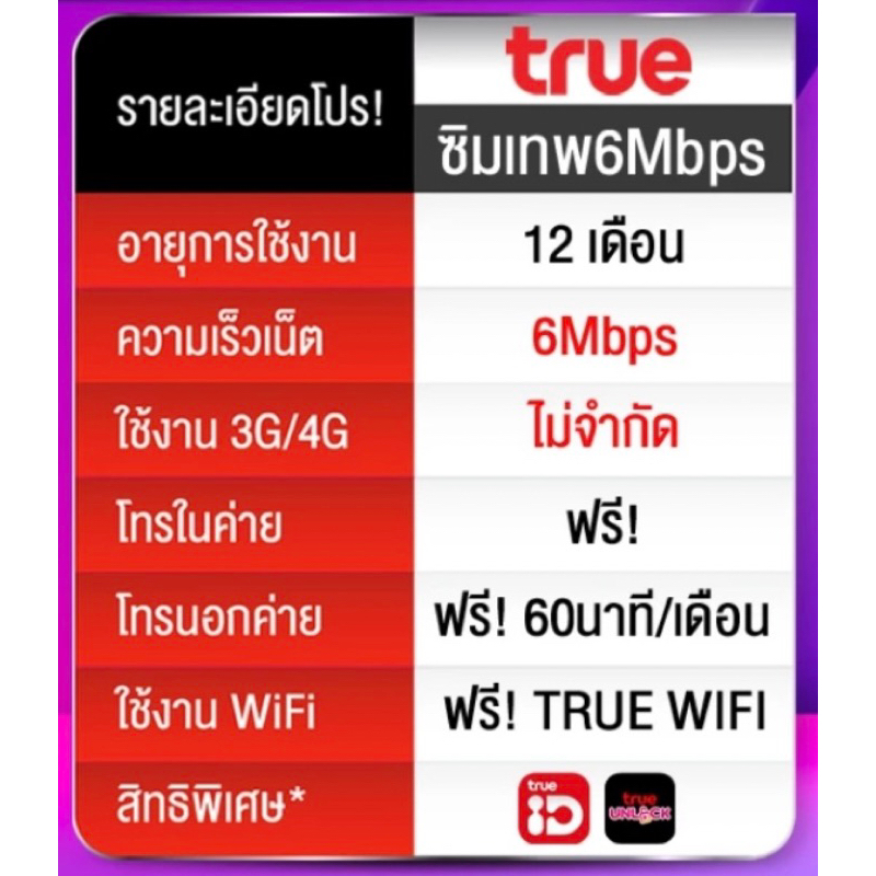True ซิมเทพ รายปี 15Mbps,6mbps เน็ตไม่จำกัด ไม่อั้น โทรฟรีในเครือข่าย นาน 1 ปี | Shopee Thailand
