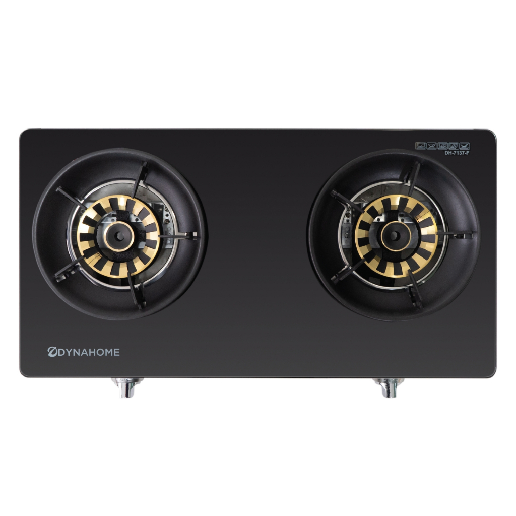 Dyna home เตาแก๊สตั้งโต๊ะ หน้ากระจกนิรภัย DH-7137-F หัวเตาทองเหลืองรมดำ ...