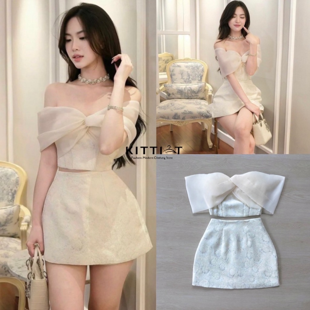 KITTI-T Set 2 ชิ้น น้องโบเปิดไหล่ อีกหนึ่งคอลใหม่(ใหม่)… มีความน่ารักระดับคุณหนู | Shopee Thailand