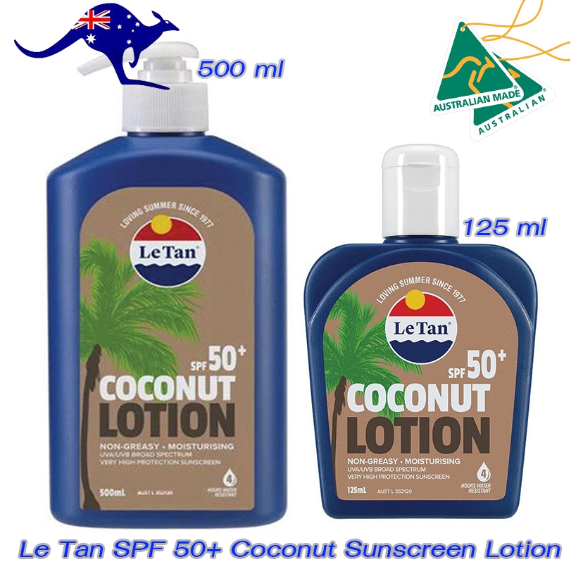 แท้ Le Tan SPF 50+ Coconut Sunscreen Lotion 125/500ml เลอแทน โลชั่นกัน ...