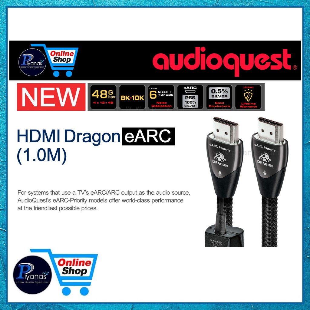 AUDIOQUEST : HDMI-DRAGON EARC (1.0M)/(1.5M)/(2.0M) /piyanas electric/ปิ ...