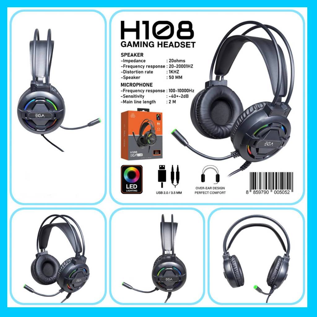หูฟังเกมมิ่ง EGA H108 / H-110 USB gaming headset มีสาย สวมหู ไมโครโฟนใน ...