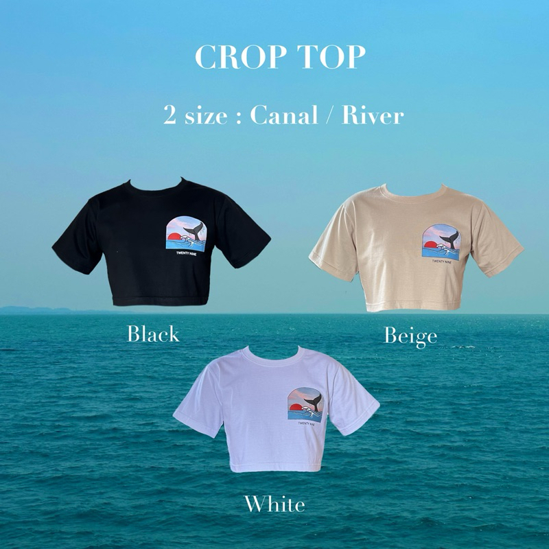 [Twenty Nine] Whale Crop top - เสื้อสไตล์เกาหลีผ้าCotton100% เนื้อผ้า ...