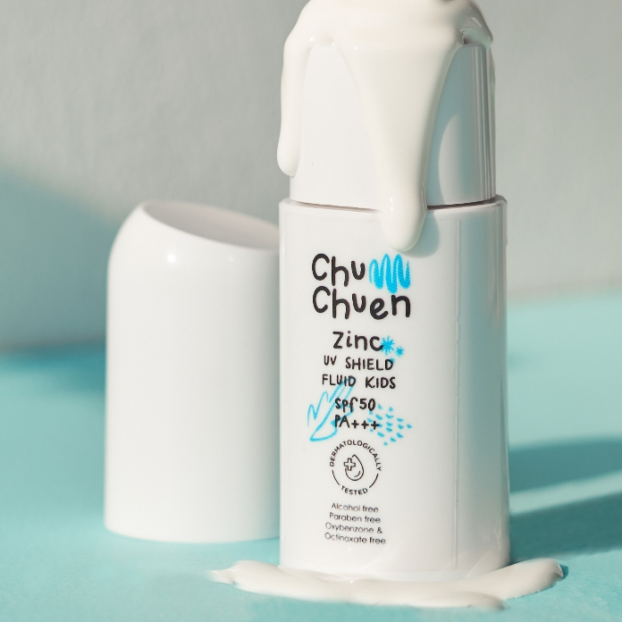 ครีมกันแดด Chumchuen zinc UV shield fluid kids SPF 50 PA+++ 15ml ...