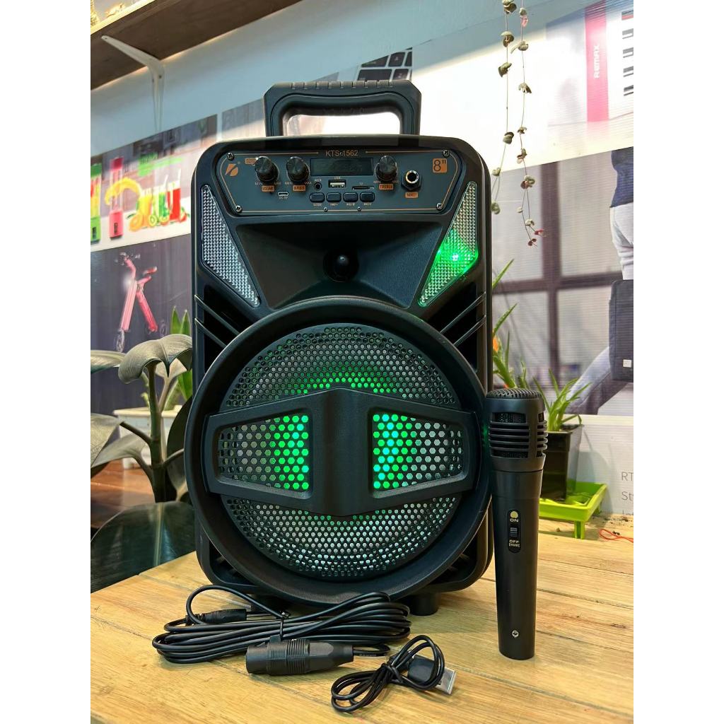ลำโพงบลูทูธ KTS-1562 ดอก8นิ้ว แถมไมค์สาย ปรับเบสได้ รองรับAUX USB TF มีเก็บปลายทาง | Shopee Thailand