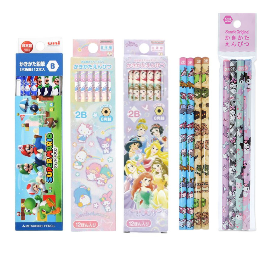 ดินสอไม้ B และ 2B made in Japan ลาย Mario Sanrio Frozen เจ้าหญิง Disney ...