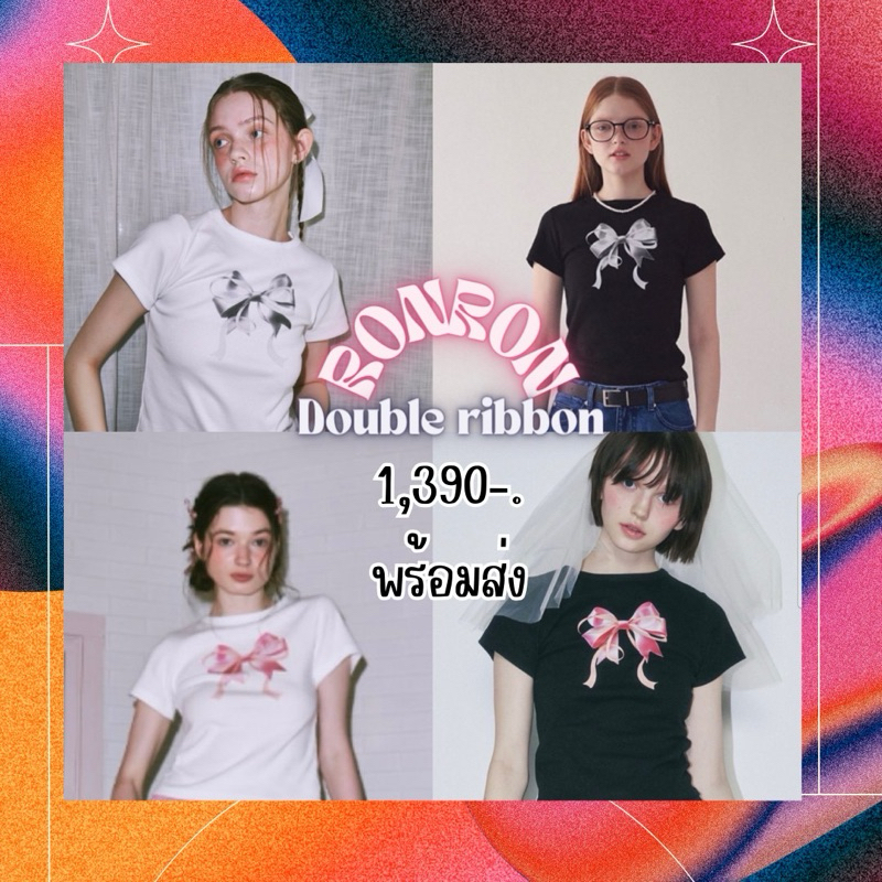 พร้อมส่ง เสื้อยืด Ron ron double Ribbon blackpink 🇰🇷 ของเท้ 💯 ...