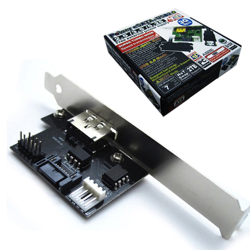 Power E-Sata + USB 2.0A826 Power eSATA + USB 2.0 การ์ด PCI-E สำหรับ 2.5 ...