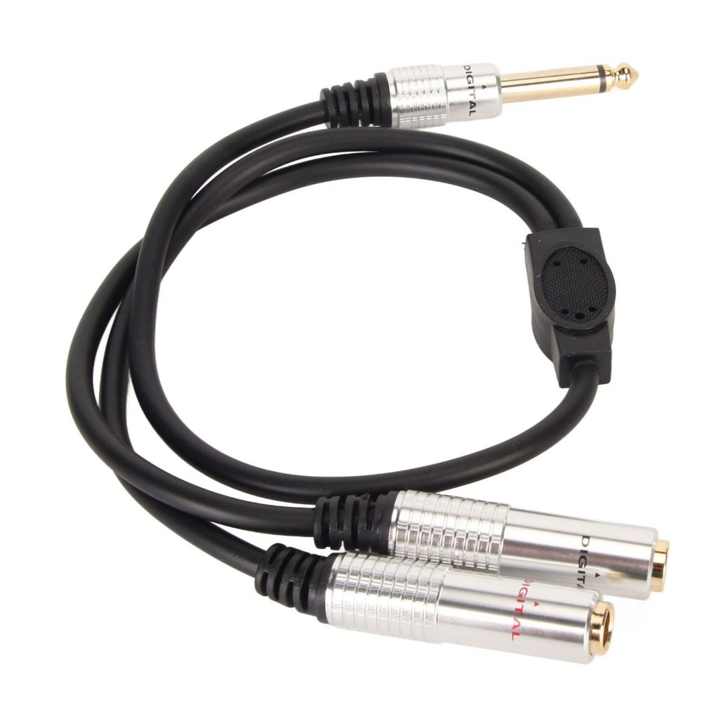 6.35mm Splitter Y Cable Stereo 6.35mm Mono Male Plug To Dual 6.35mm ...