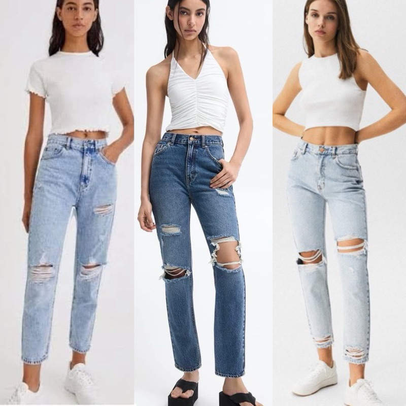 PULL&BEAR BASIC MOM JEANS | Shopee Thailand