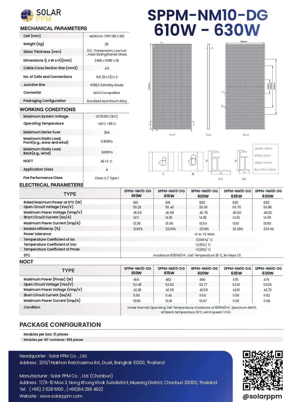 Solar PPM 610W – Bifacial Doubleglass | Shopee Thailand